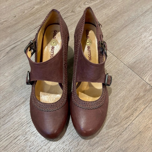 gold button | Shoes | New Gold Button Burgundy Leather Mary Jane ...